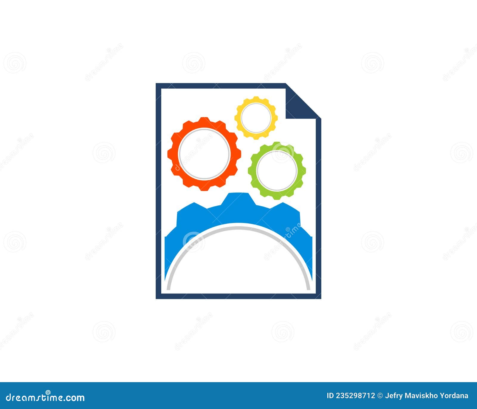 Paper Document with Mechanical Gear Inside Stock Illustration ...
