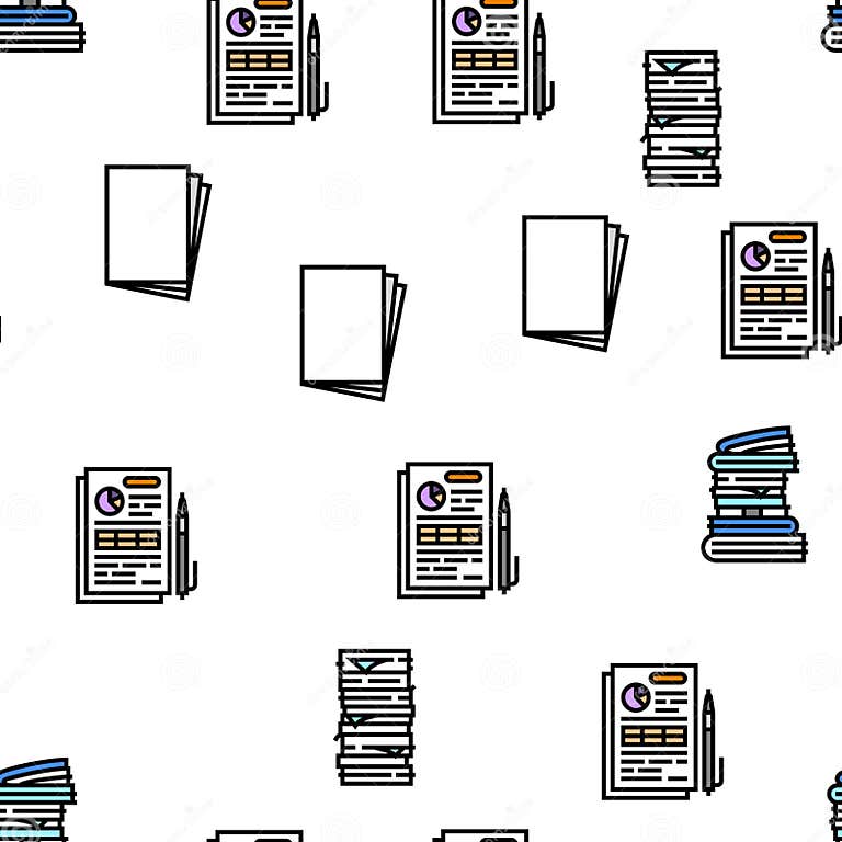 Paper Document Office Note Page Vector Seamless Pattern Stock Vector ...