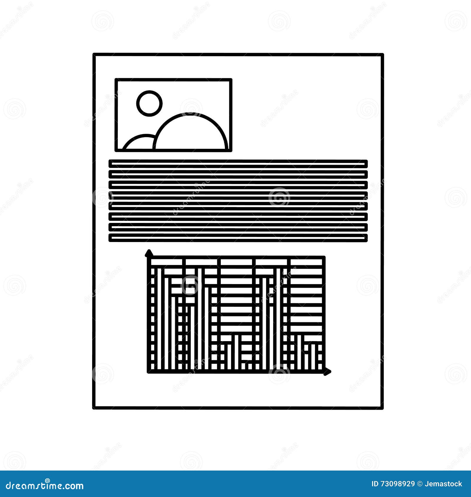 Paper Document with Picture and Graph , Vector Illustration Stock ...