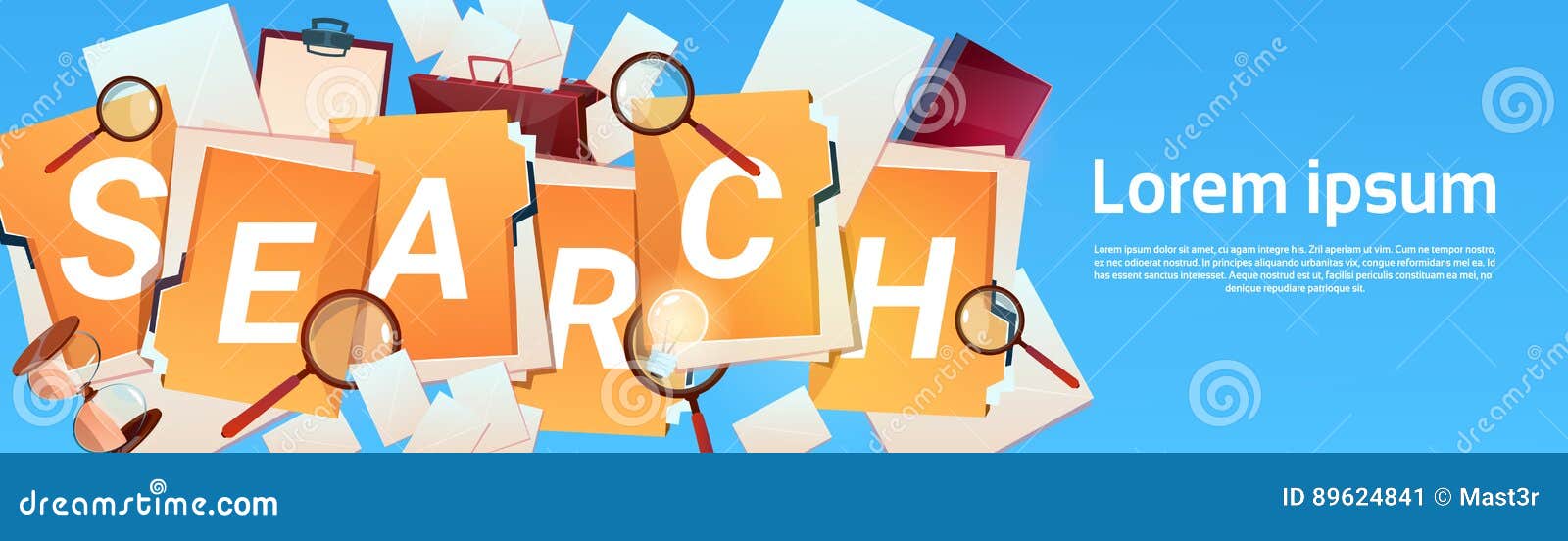 Paper Document Search Magnifying Glass Paperwork Business Concept Stock ...