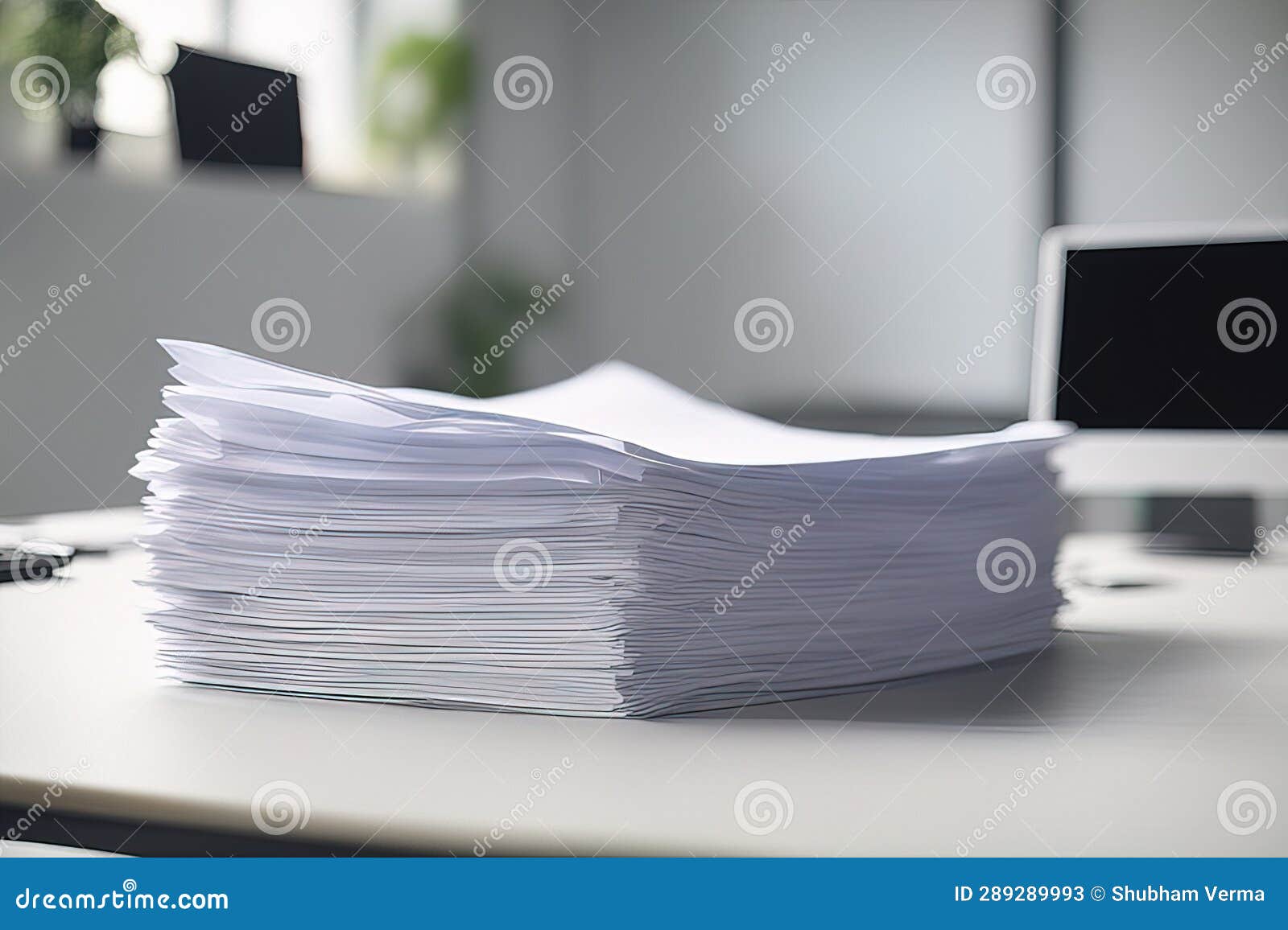 Paper Document and Stack of Paper on Table in Office.paper Document and ...