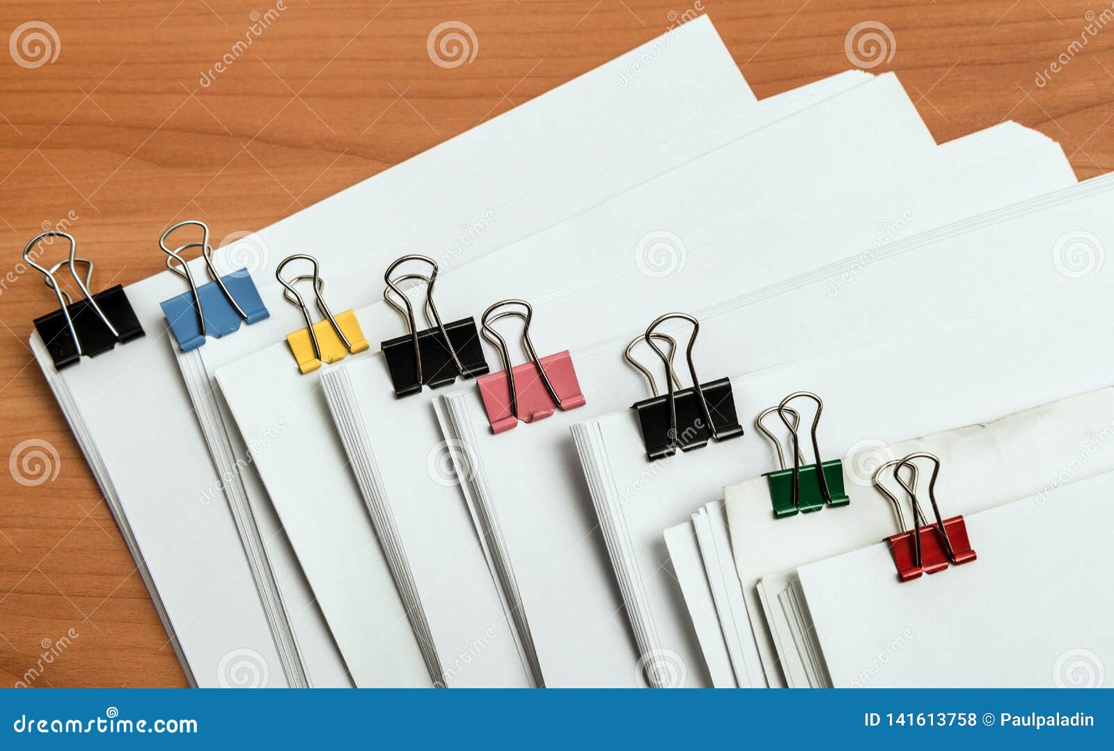 Paper Document Template with Color Metal Clips Stock Photo - Image of ...