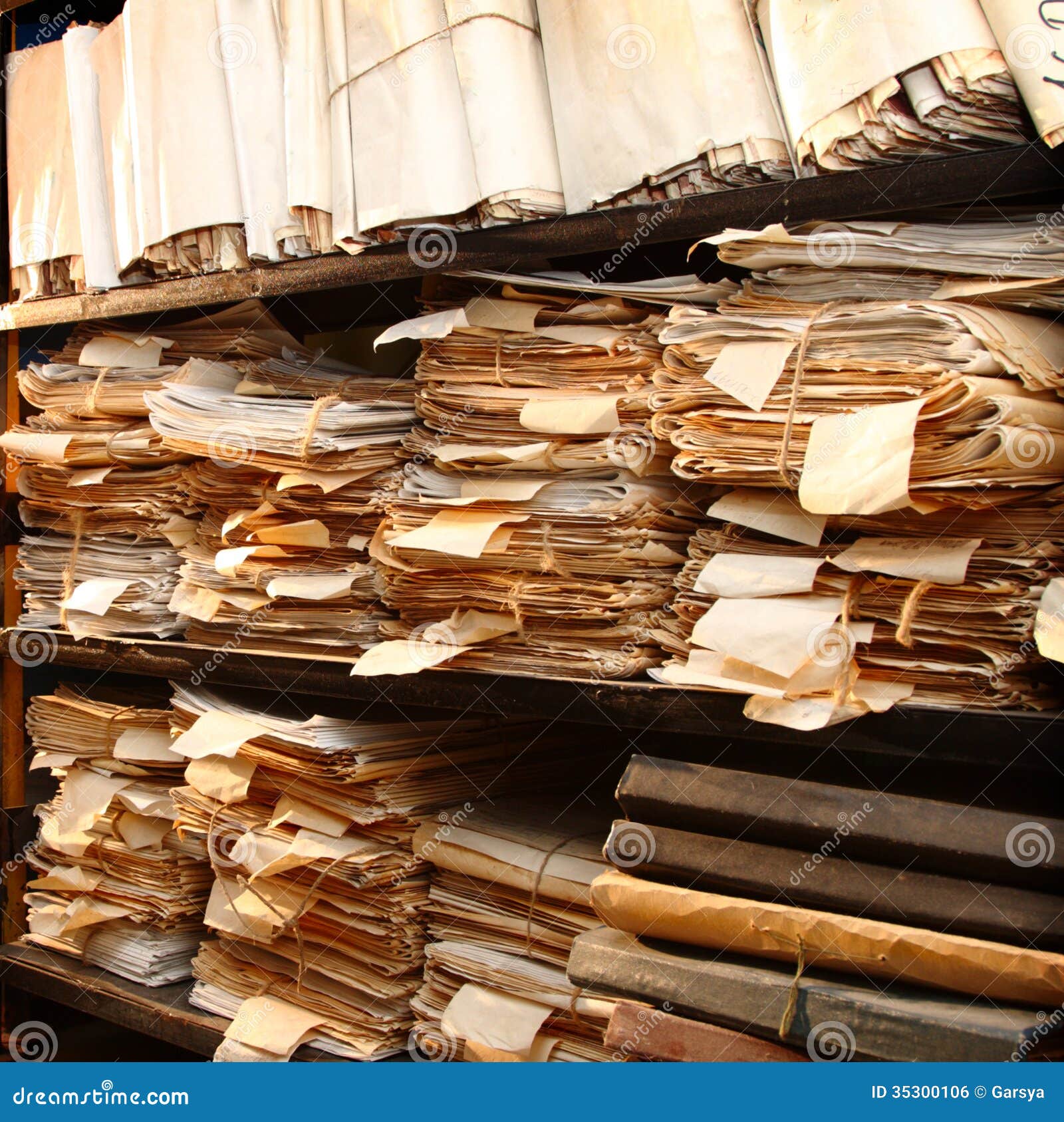 Paper documents in archive stock photo. Image of storage - 35300106