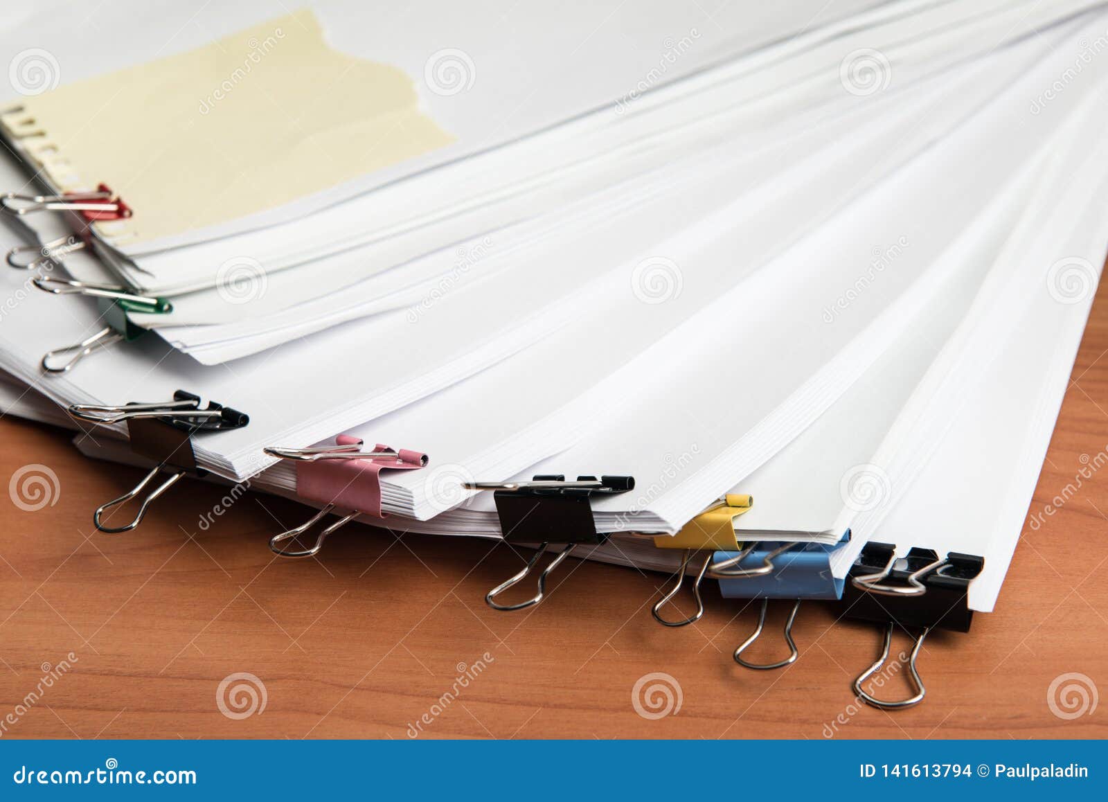 Paper Documents with Color Metal Clips Stock Photo - Image of bend ...