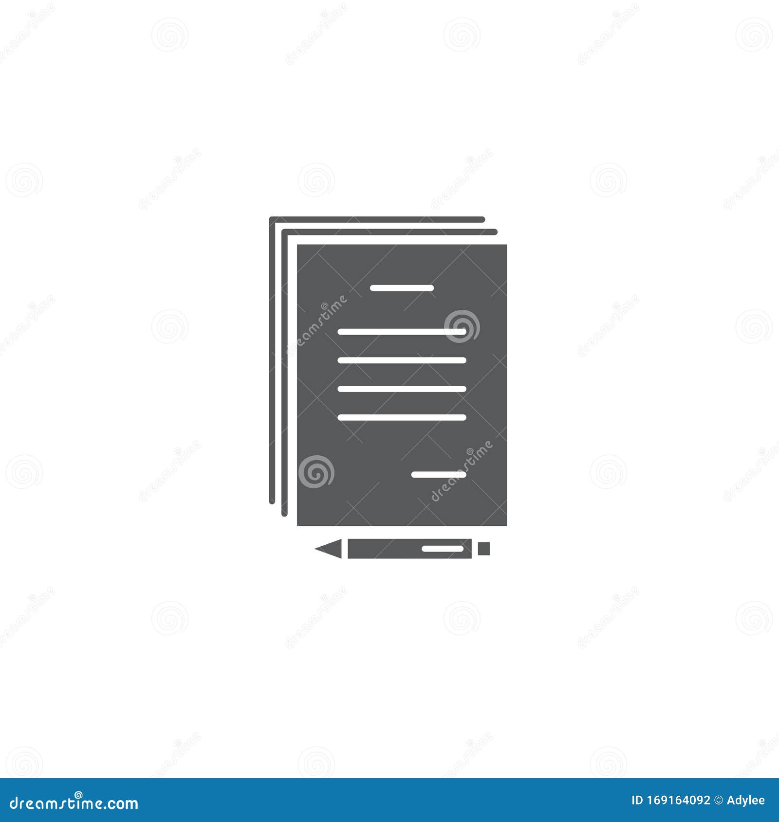 Paper Documents and Pen Vector Icon Symbol Isolated on White Background ...