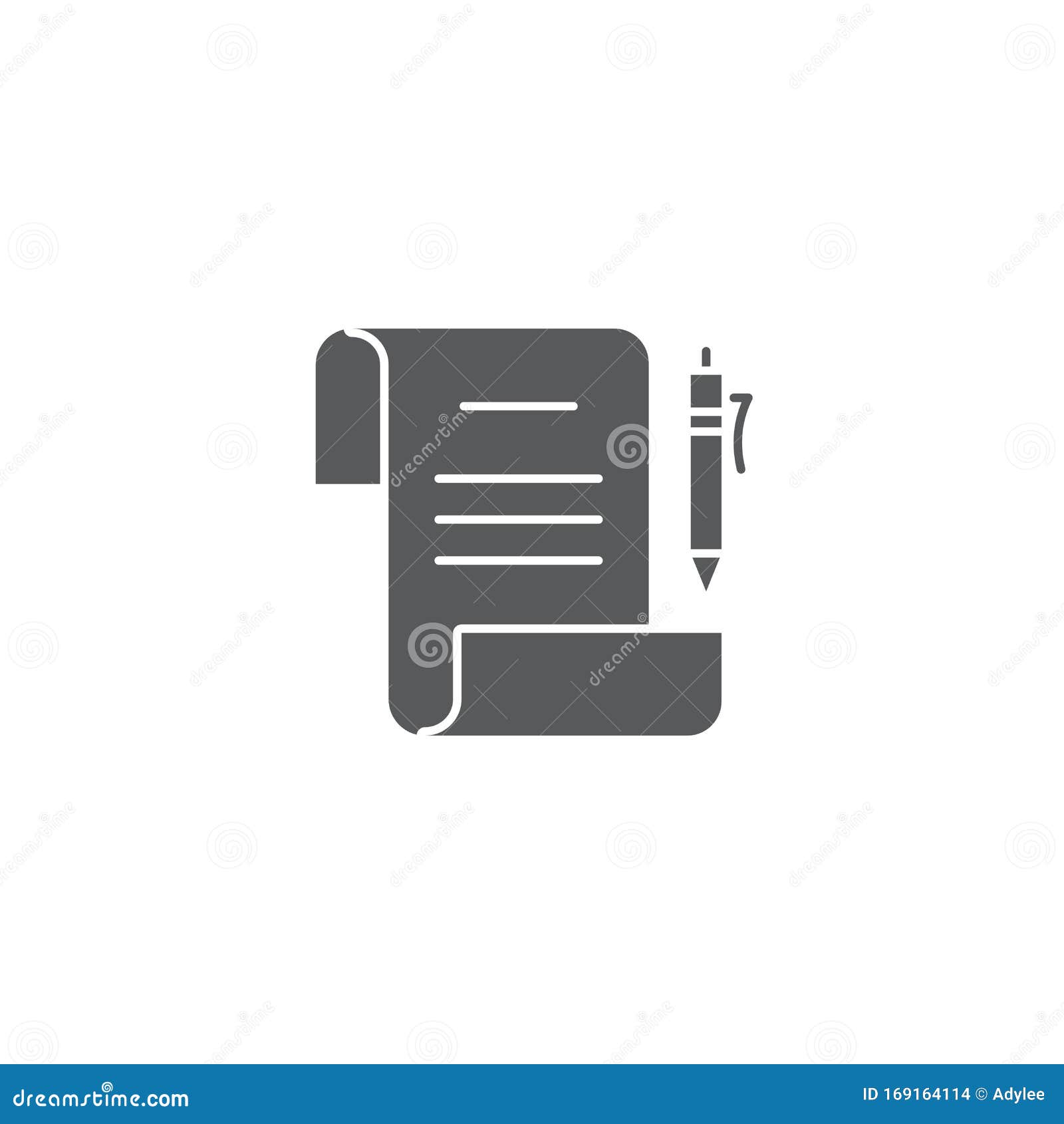 Paper Documents and Pen Vector Icon Symbol Isolated on White Background ...