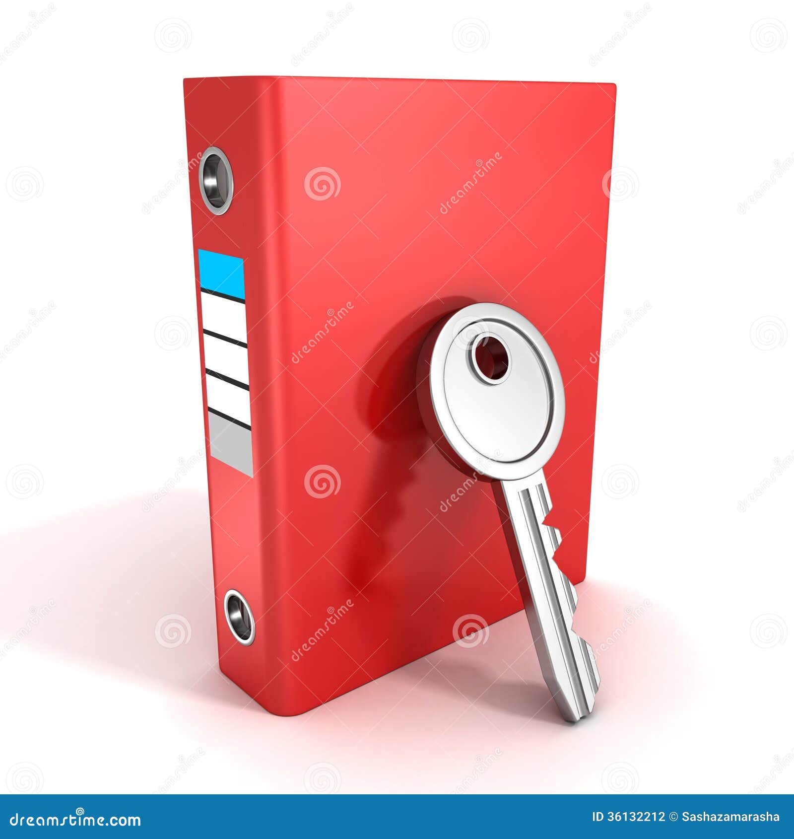 Paper Documents Red Ring Binder Folder with Security Key Stock ...