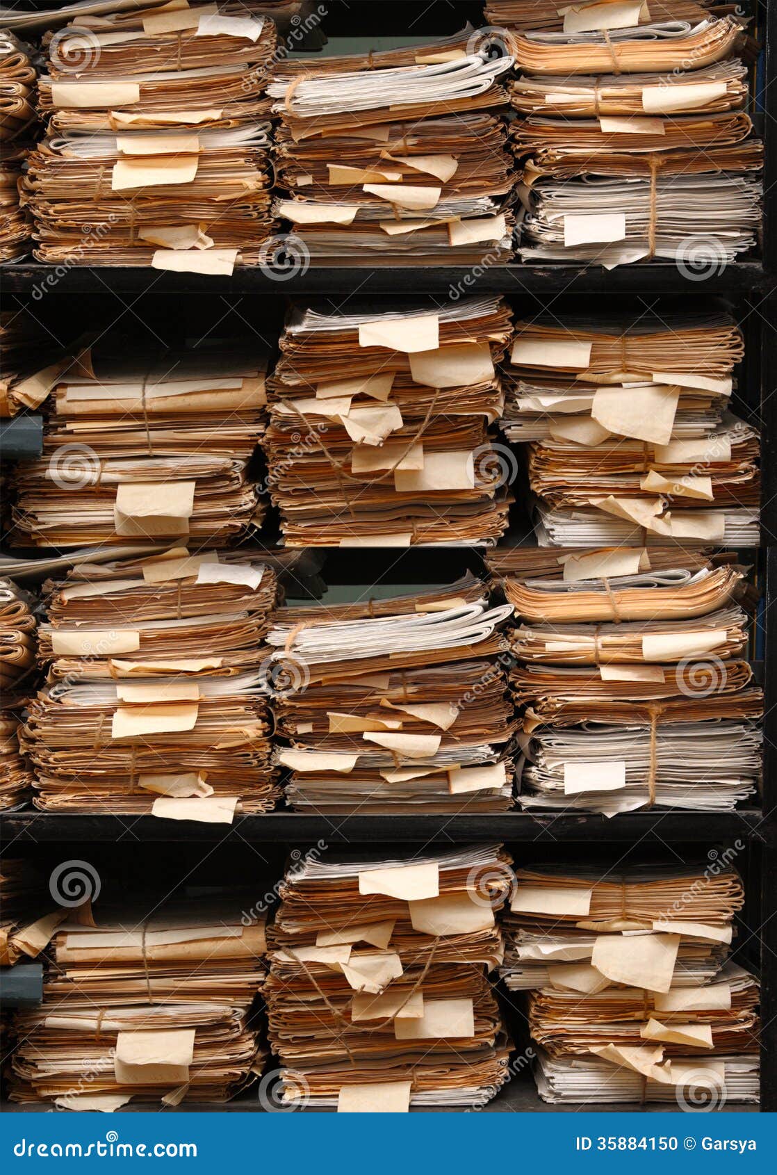 Paper Documents Stacked in Archive Stock Photo - Image of heap, search ...