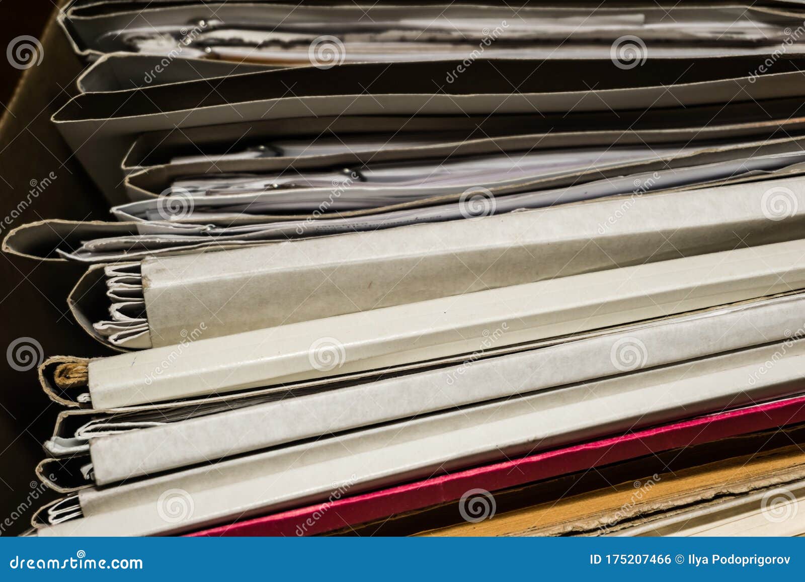 Paper Documents Stacked in Archive. Old Folders with Documents in the ...