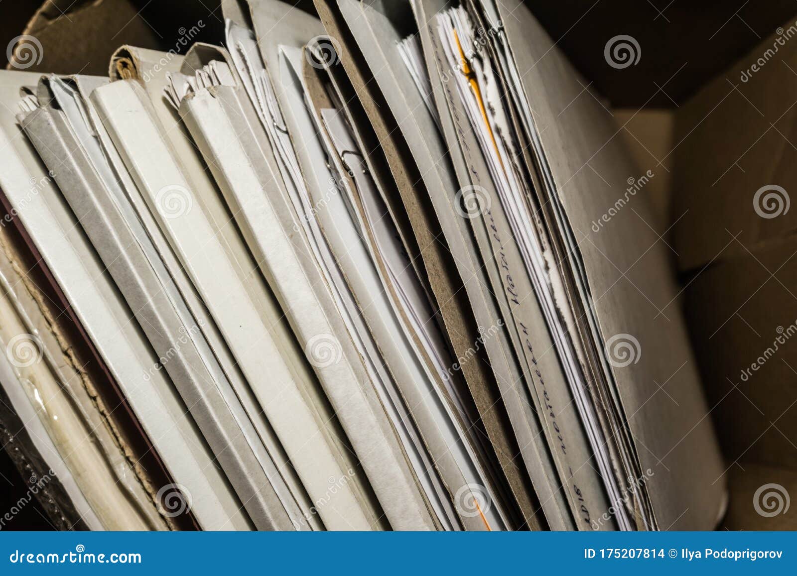Paper Documents Stacked in Archive. Old Folders with Documents in the ...