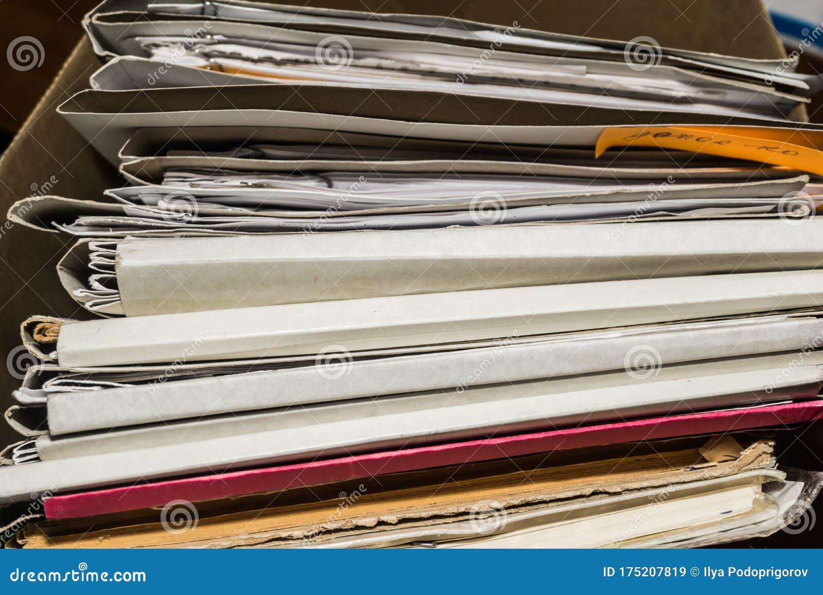Paper Documents Stacked in Archive. Old Folders with Documents in the ...