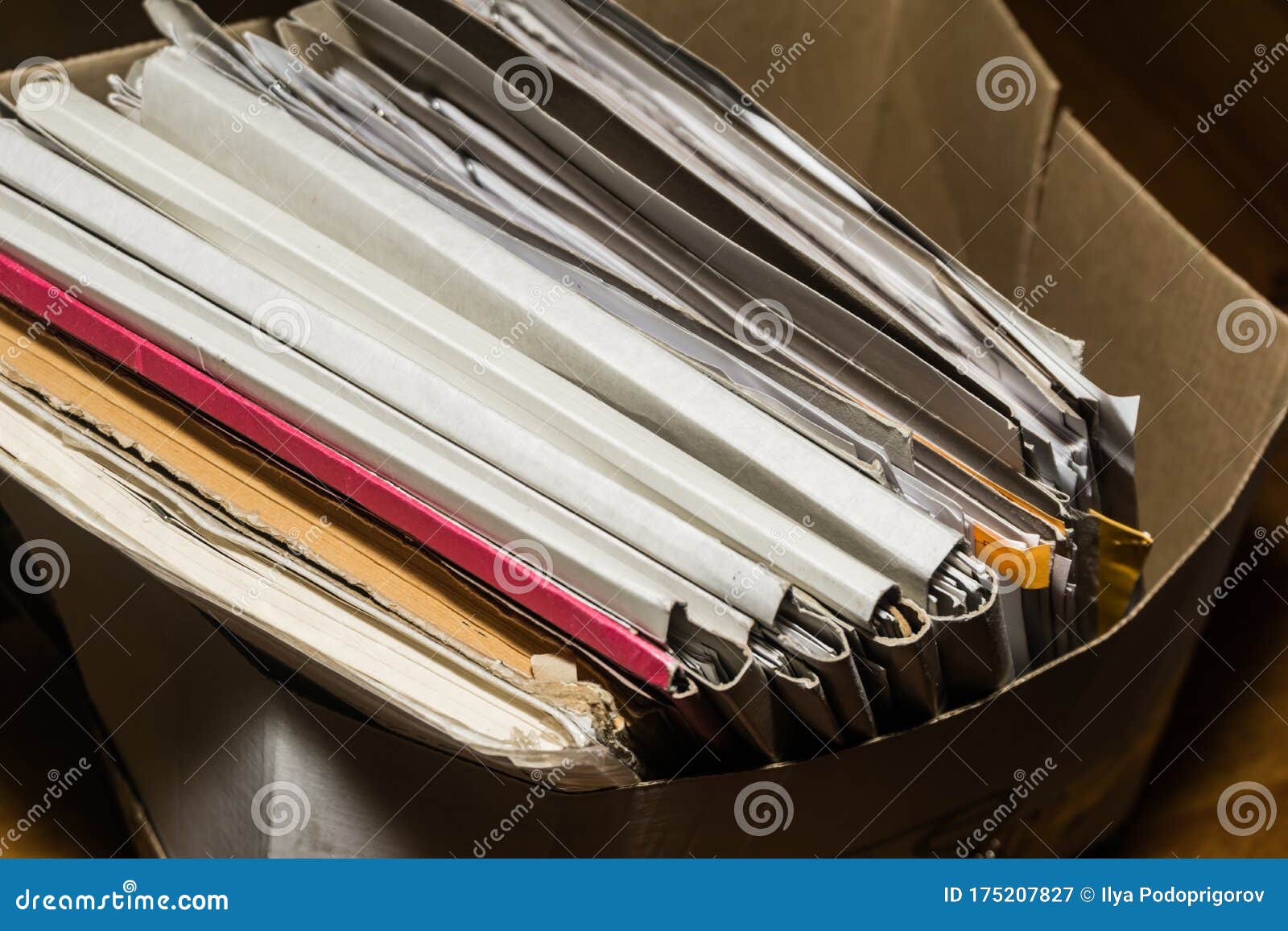 Paper Documents Stacked in Archive. Old Folders with Documents in the ...