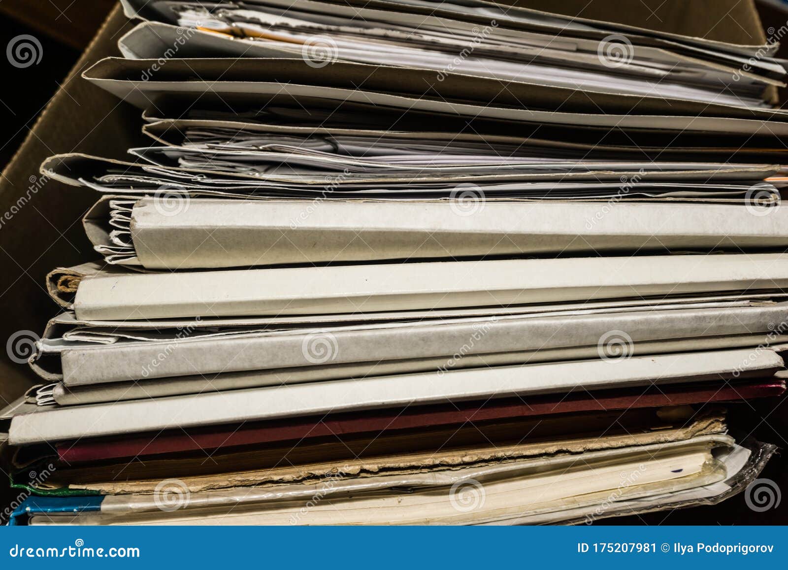 Paper Documents Stacked in Archive. Old Folders with Documents in the ...