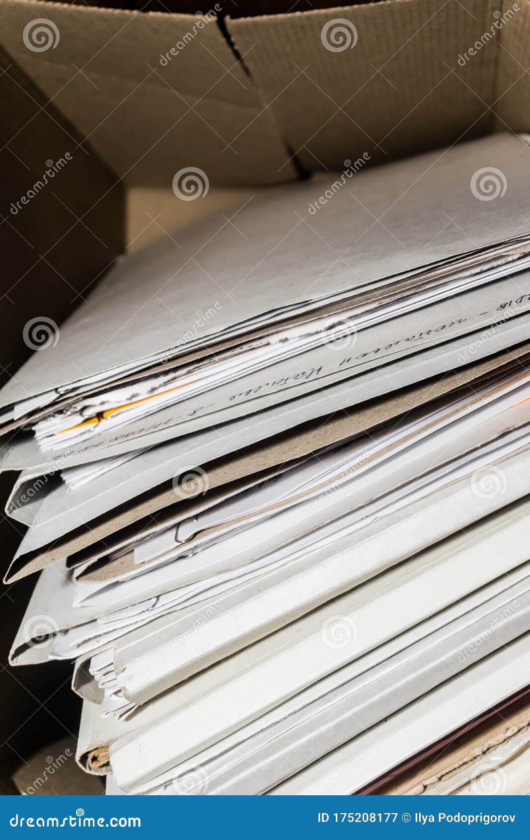 Paper Documents Stacked in Archive. Old Folders with Documents in the ...