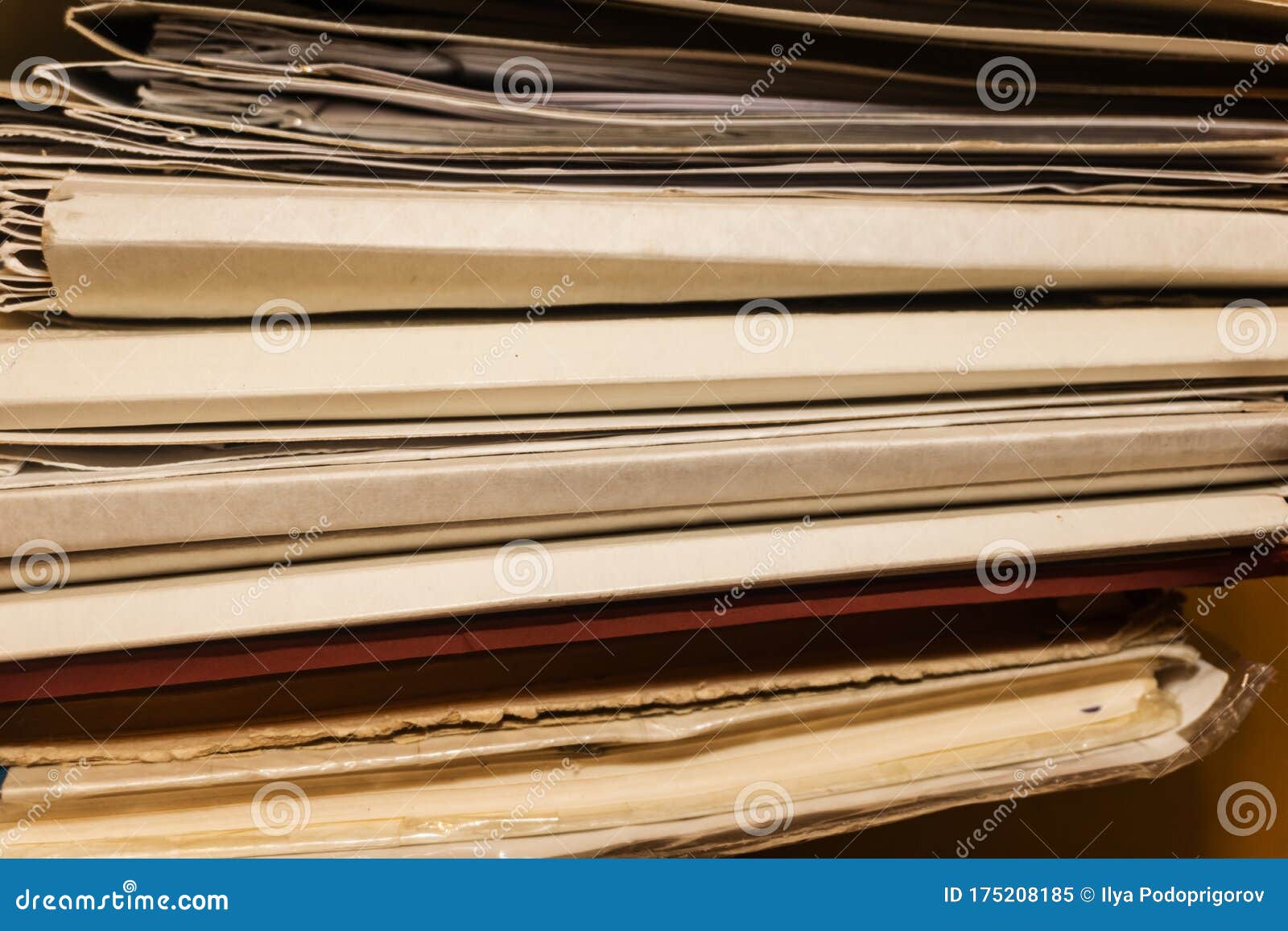 Paper Documents Stacked in Archive. Old Folders with Documents in the ...