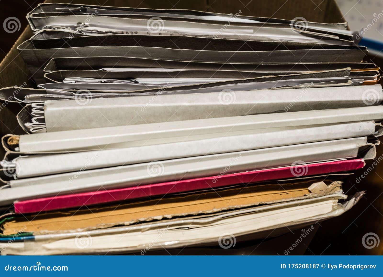 Paper Documents Stacked in Archive. Old Folders with Documents in the ...