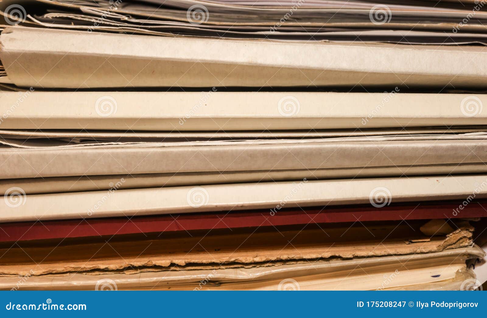 Paper Documents Stacked in Archive. Old Folders with Documents in the ...