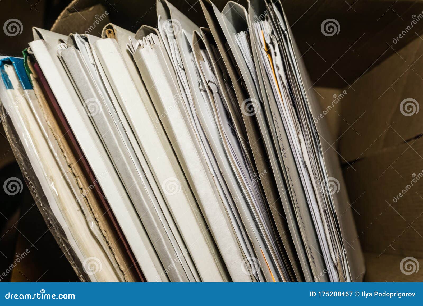 Paper Documents Stacked in Archive. Old Folders with Documents in the ...
