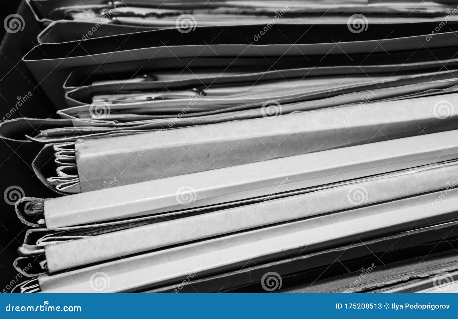 Paper Documents Stacked In Archive. Old Folders With Documents In The ...