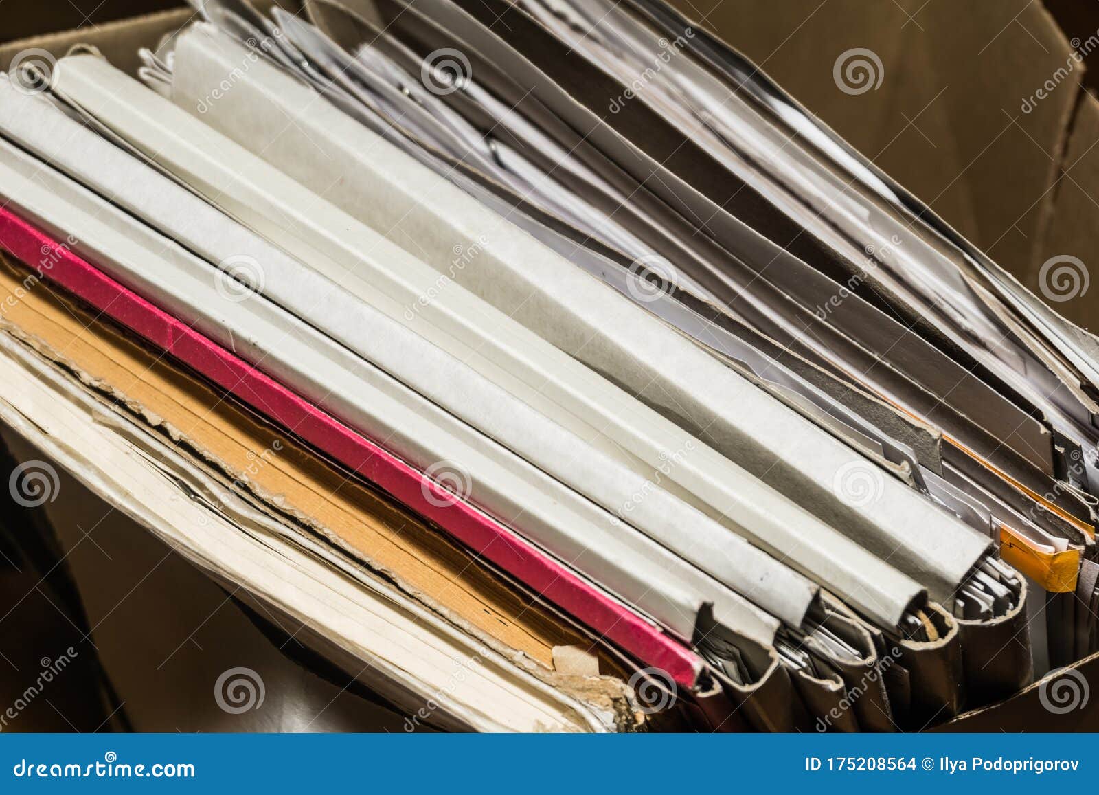 Paper Documents Stacked in Archive. Old Folders with Documents in the ...