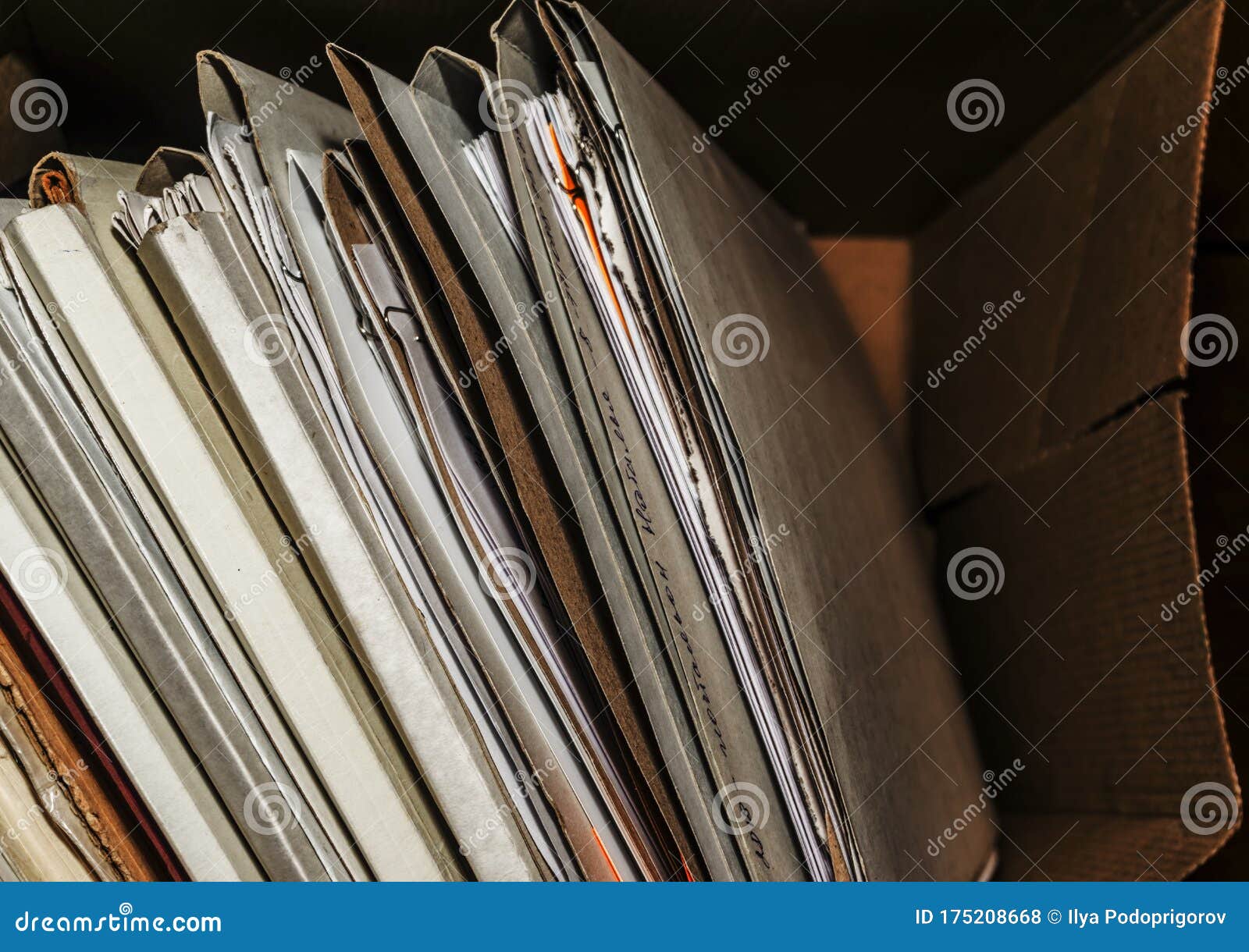 Paper Documents Stacked in Archive. Old Folders with Documents in the ...