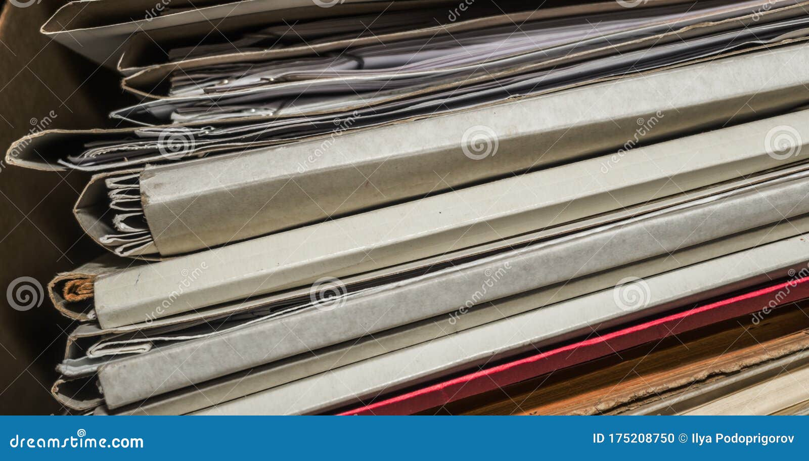 Paper Documents Stacked in Archive. Old Folders with Documents in the ...