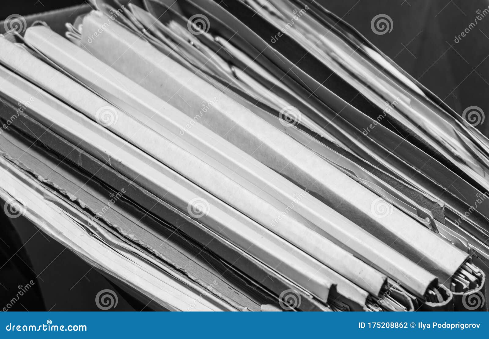 Paper Documents Stacked in Archive. Old Folders with Documents in the ...