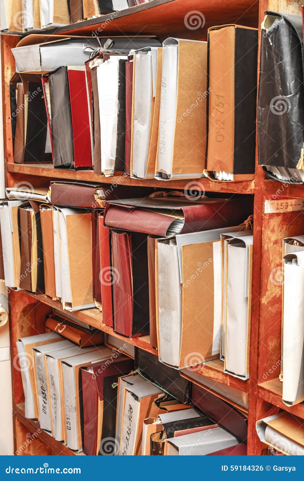Paper Documents Stacked on Shelf Stock Photo - Image of order, file ...