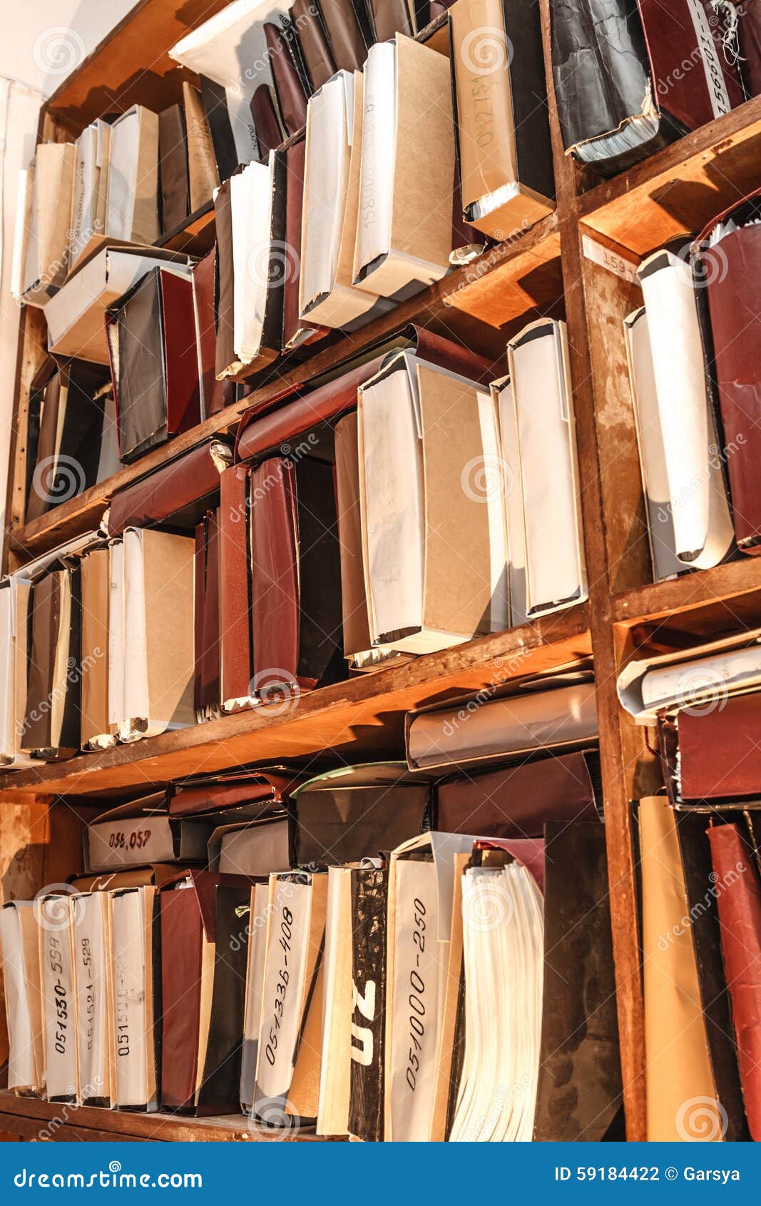 Paper Documents Stacked on Shelf Stock Photo - Image of work, shelf ...