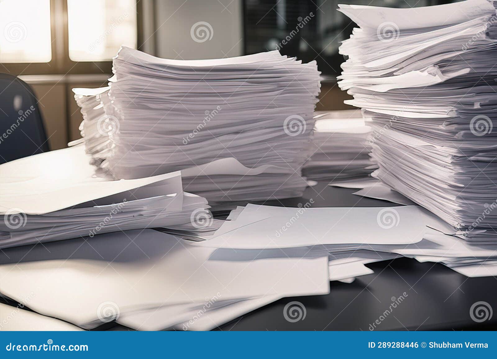 Paper of Documents on Table in Officepaper of Documents on Table in ...