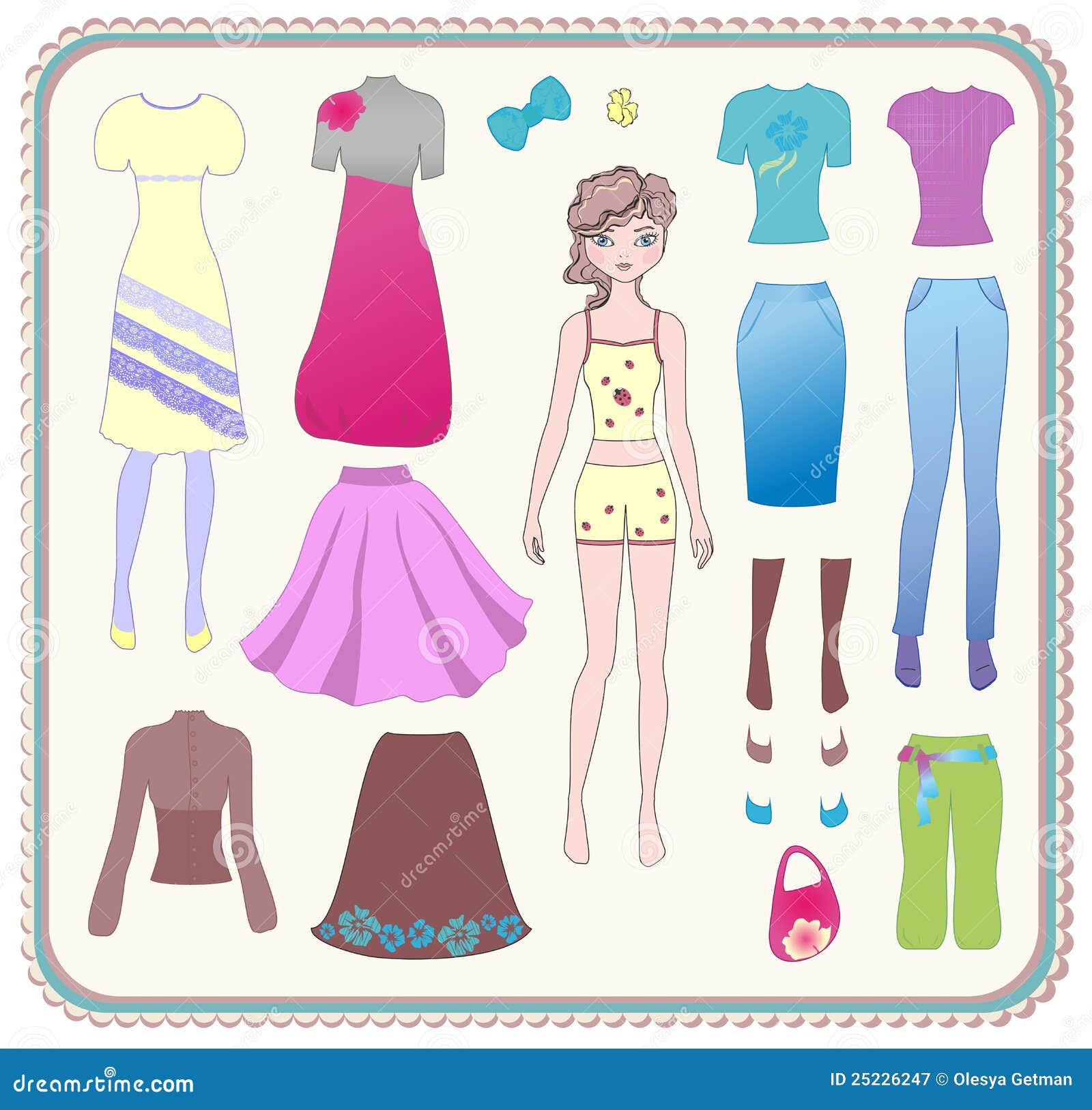 Paper doll with clothes stock illustration. Illustration of doll - 25226247
