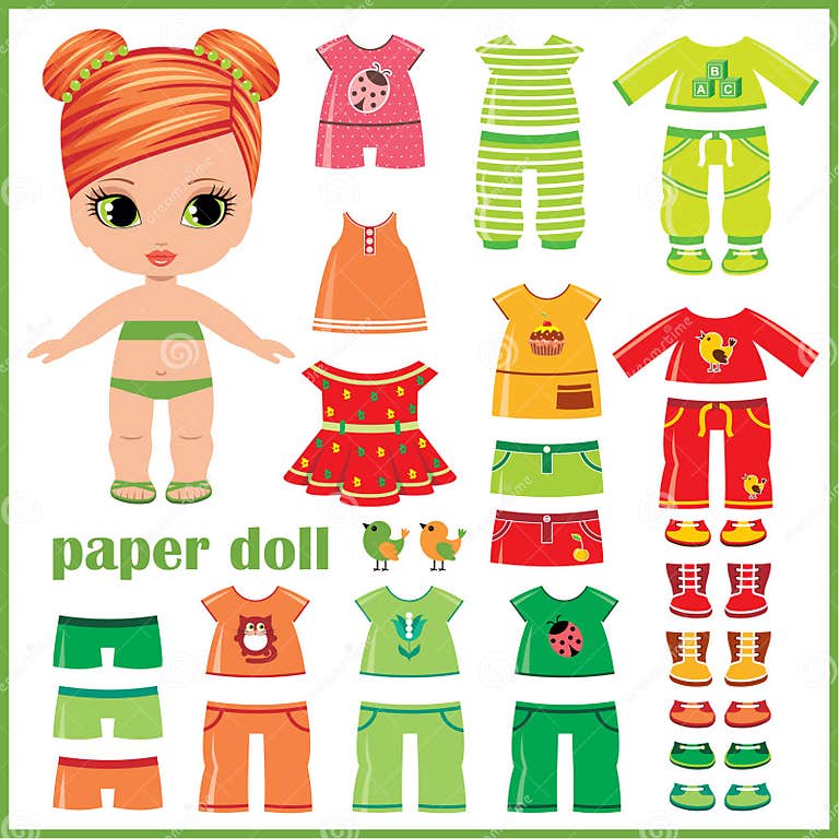 Paper Doll with Clothes Set Stock Vector - Illustration of pretty ...