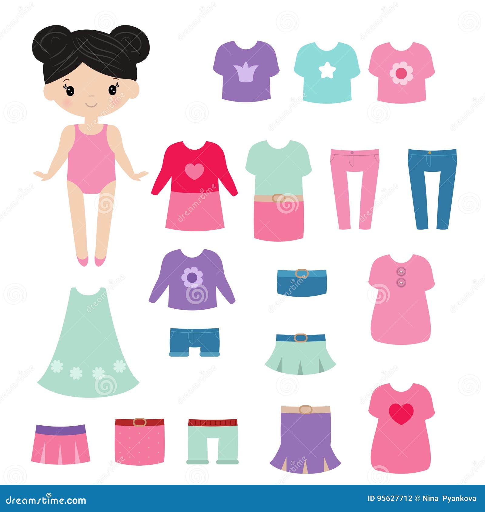 Paper doll. stock vector. Illustration of child, drawing - 95627712