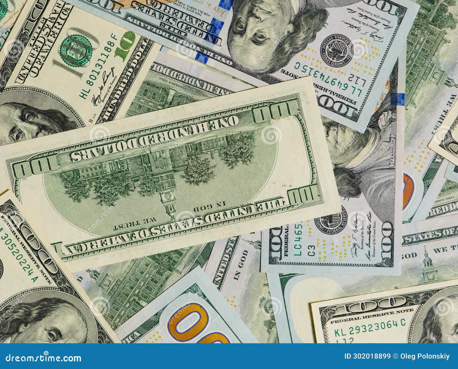 Paper 100 Dollar American Dollars Top View. Stock Image - Image of ...