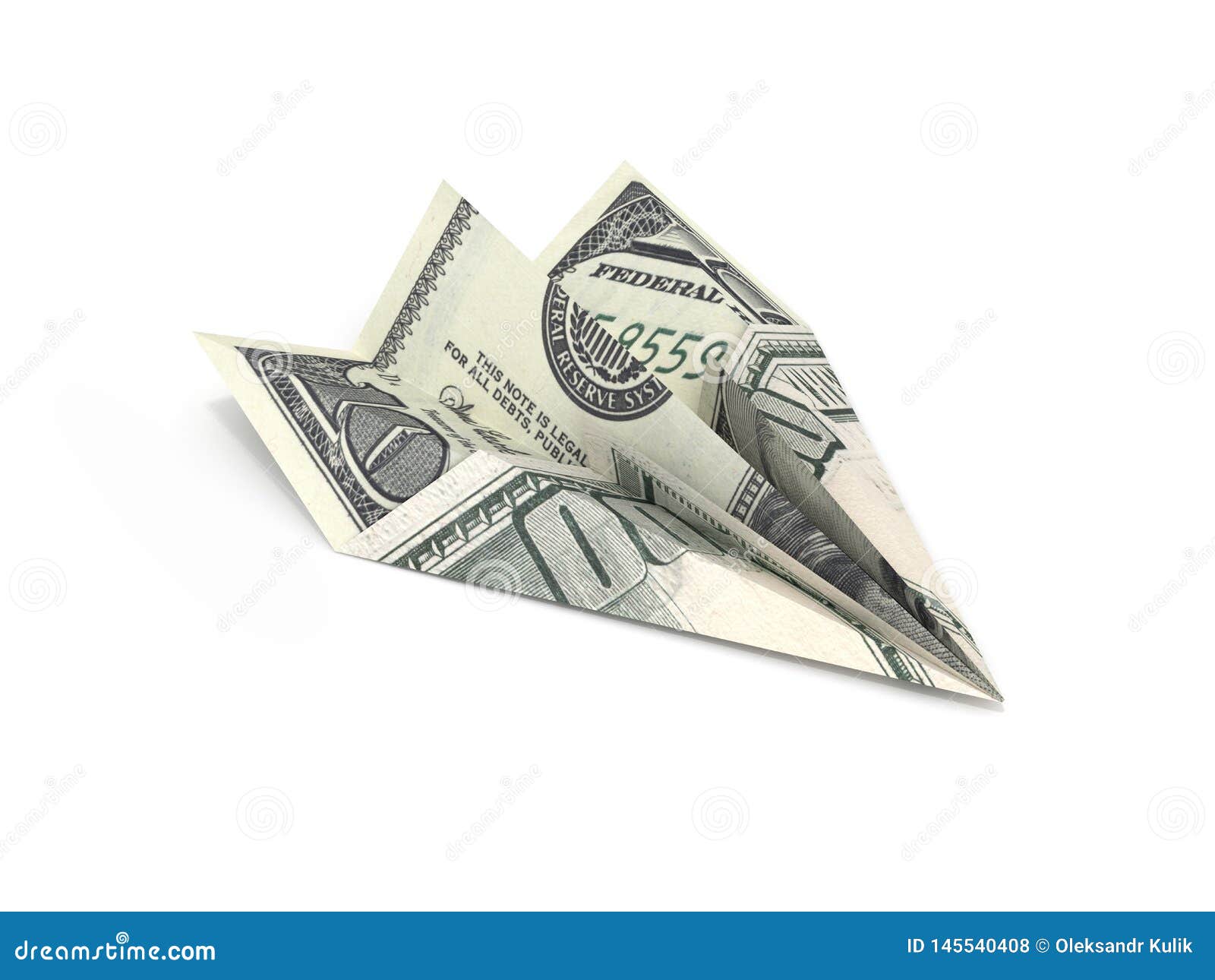 Paper Dollar Plane Isolated on White Background 3d Stock Illustration ...