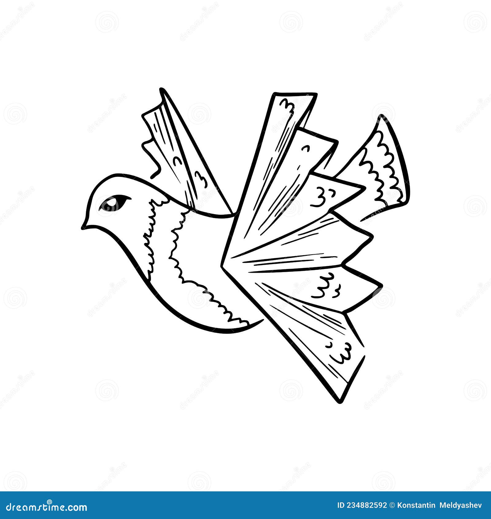 Paper Dove Sketch Vector Illustration Hand Draw Stock Vector ...