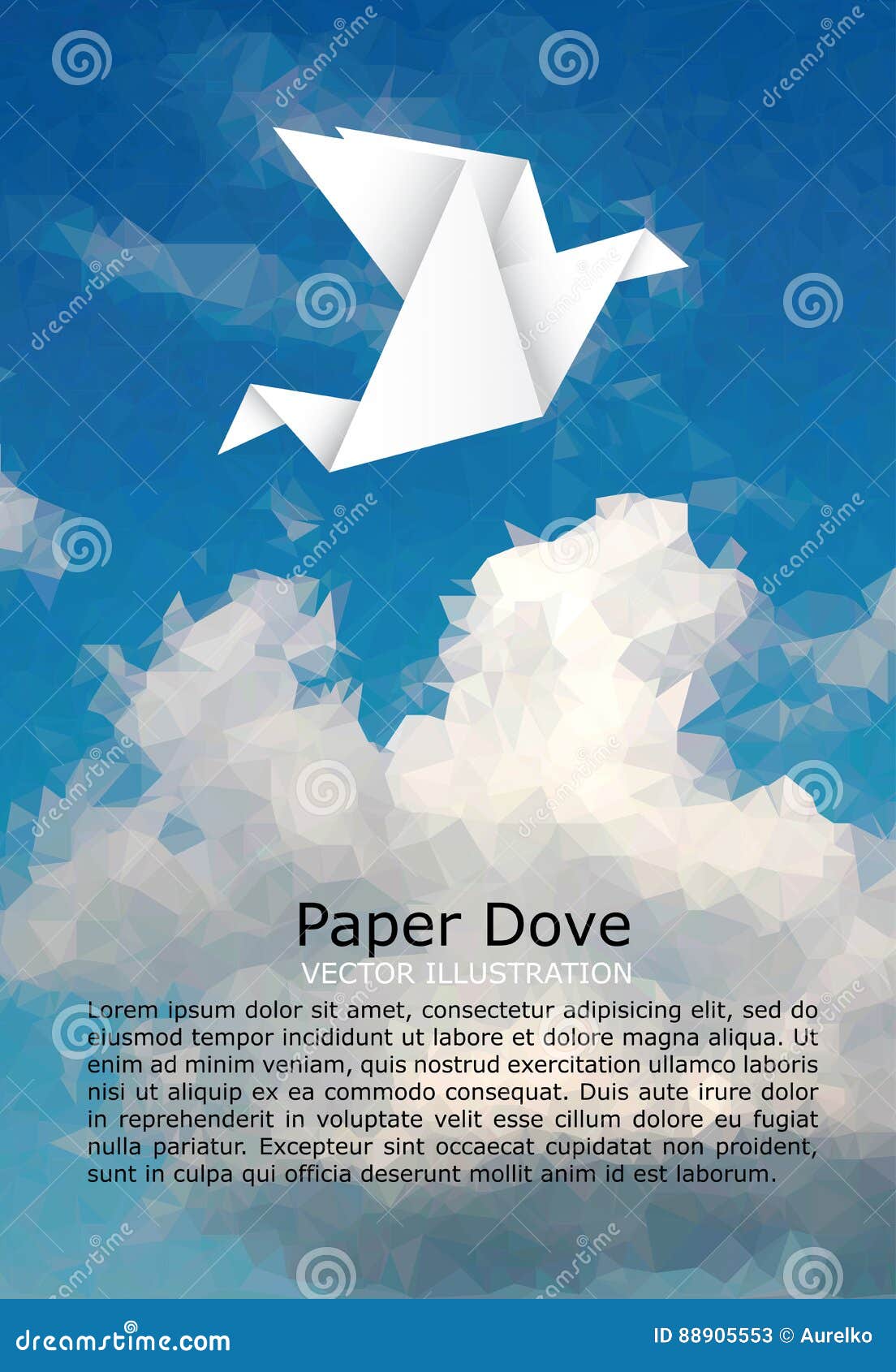 Paper dove sky stock vector. Illustration of blue, folded - 88905553