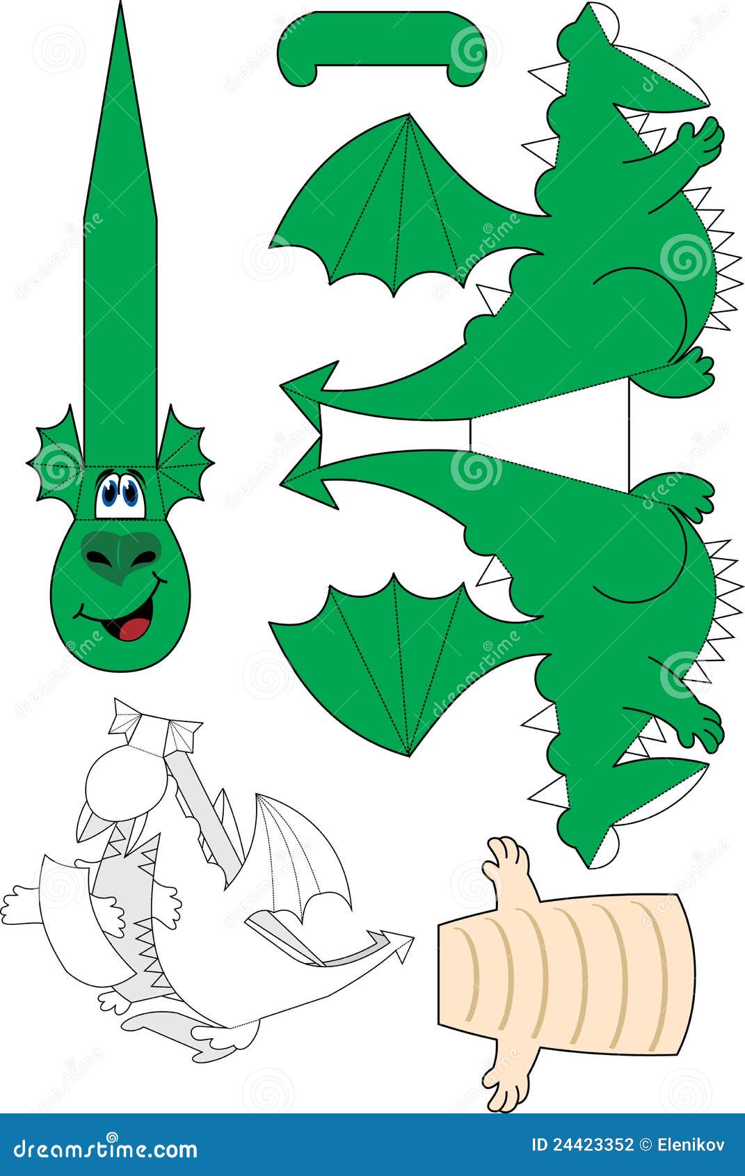 Paper dragon stock vector. Illustration of artifact, cartoon - 24423352