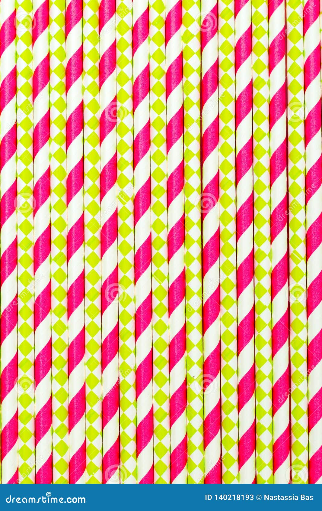 Paper Drinking Straws Plastic Pink Color. Vertical Background Stock ...