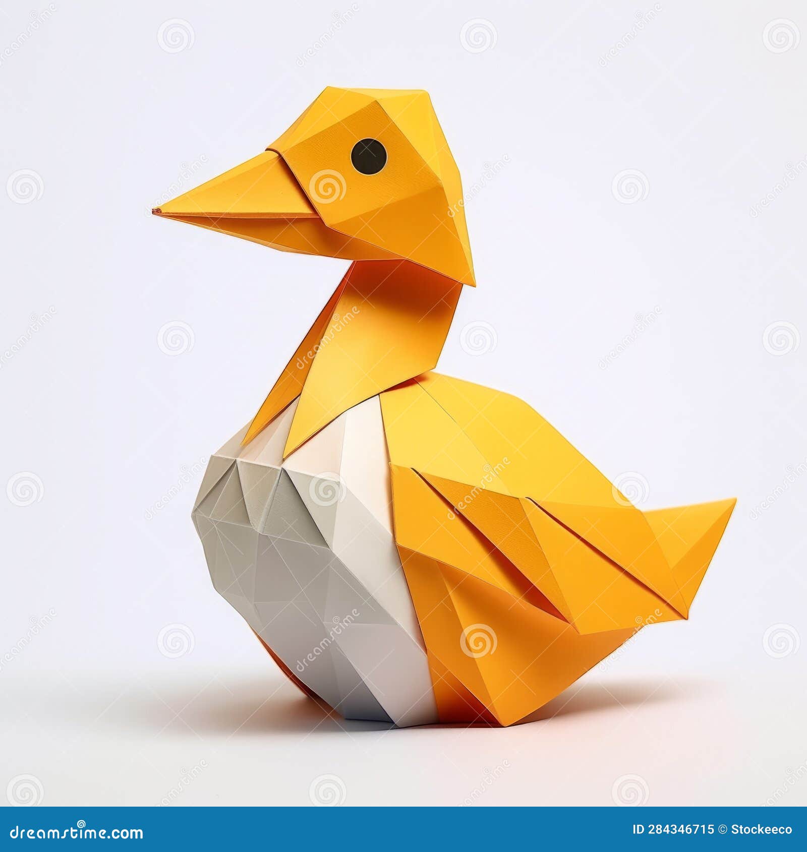Playful Origami Duck: Hyper-realistic 3d Sculpture with Minimalist ...
