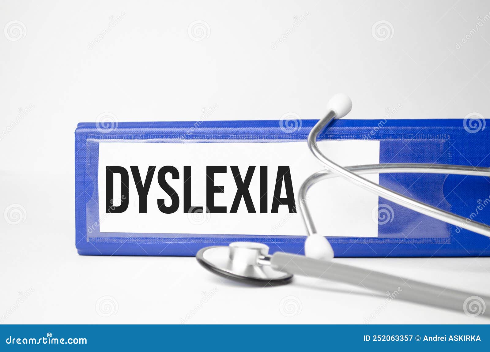 Paper with Dyslexia on Blue File Folder and White Background Stock ...