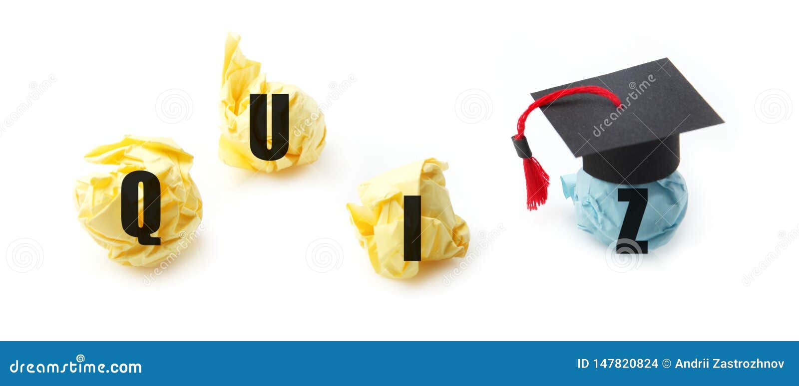 Paper Education Figure with Graduation Cap. QUIZ Concept Stock Photo ...
