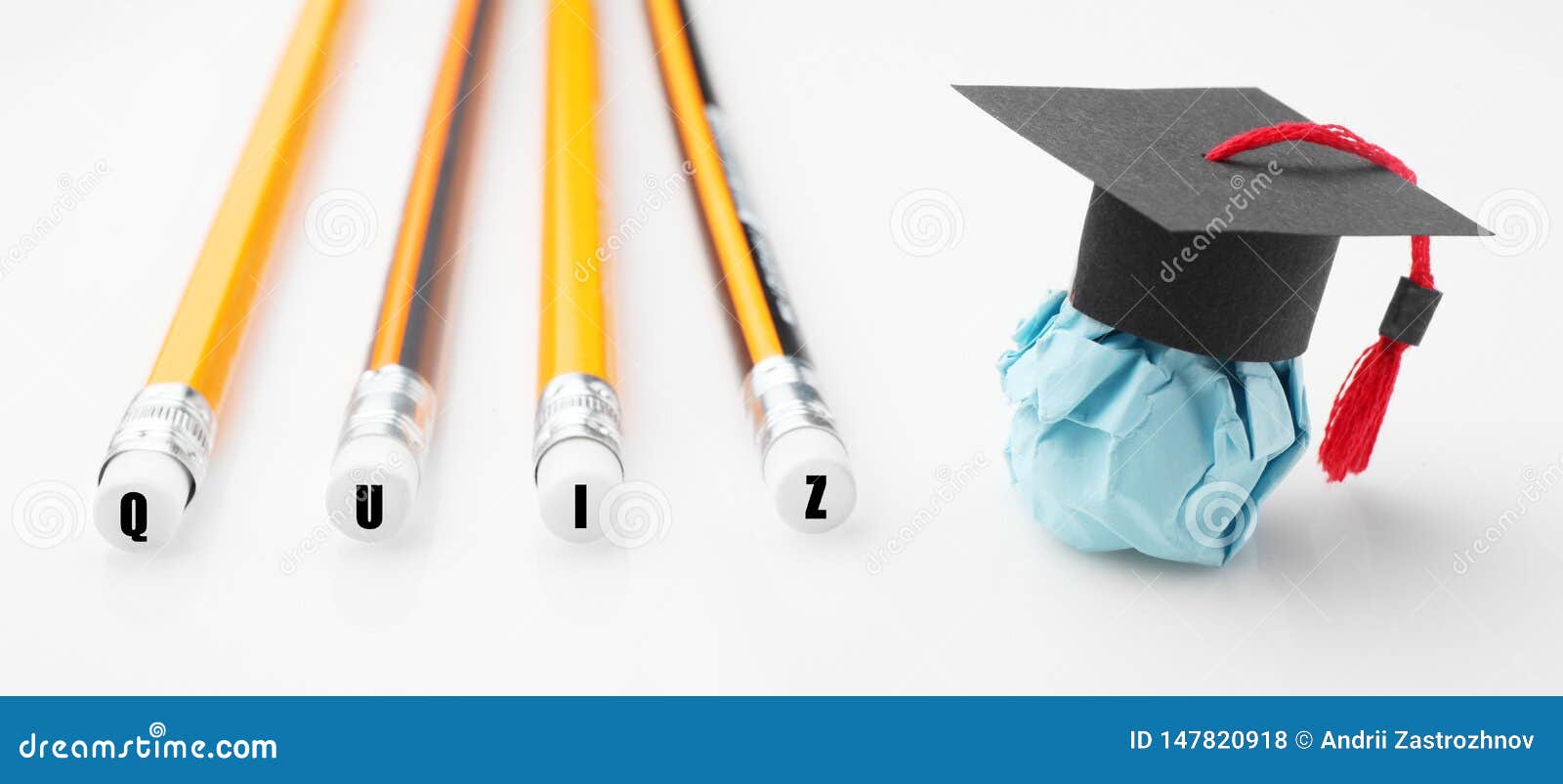 Paper Education Figure with Graduation Cap. QUIZ Concept Stock Photo ...