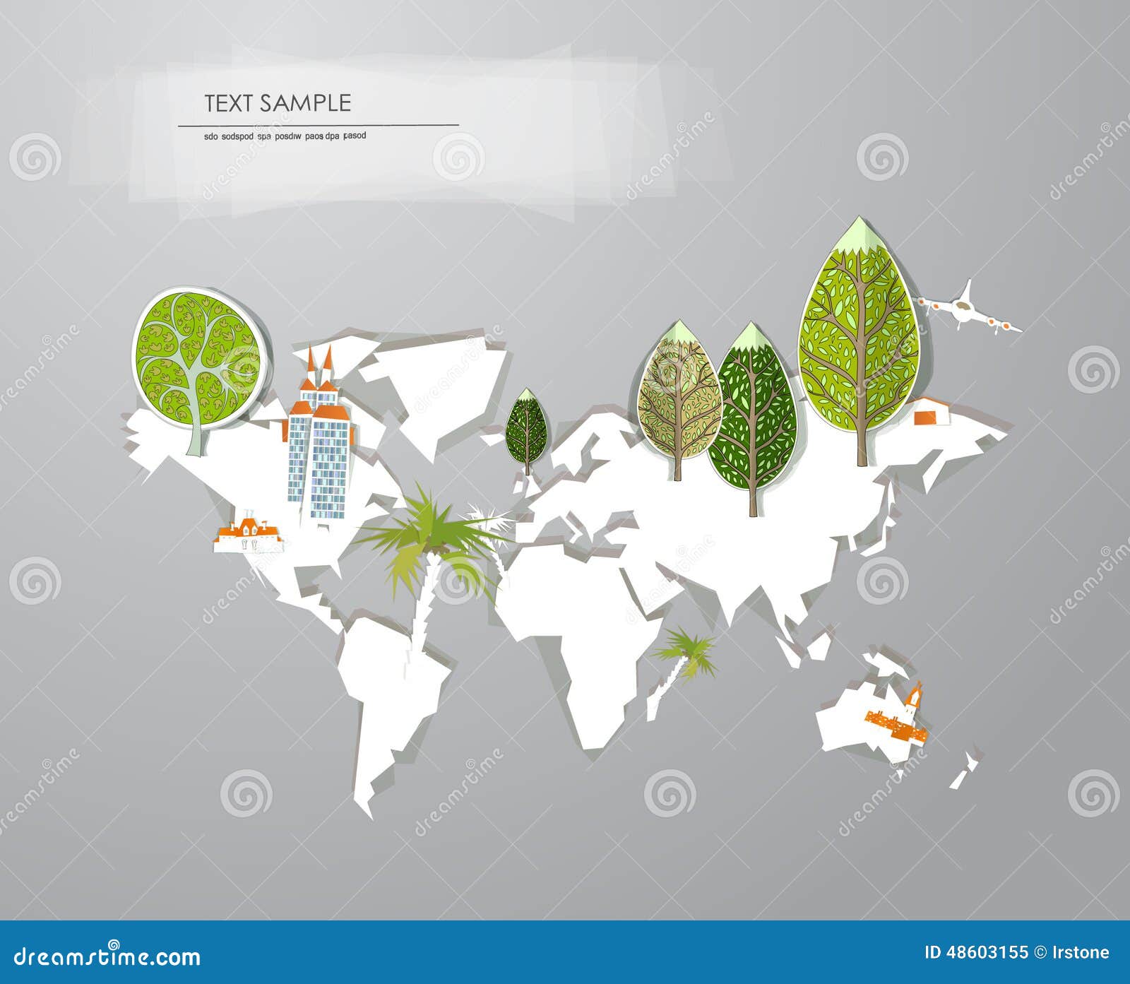 Paper Effect Map, Environmental Concept Illustration Stock Illustration ...