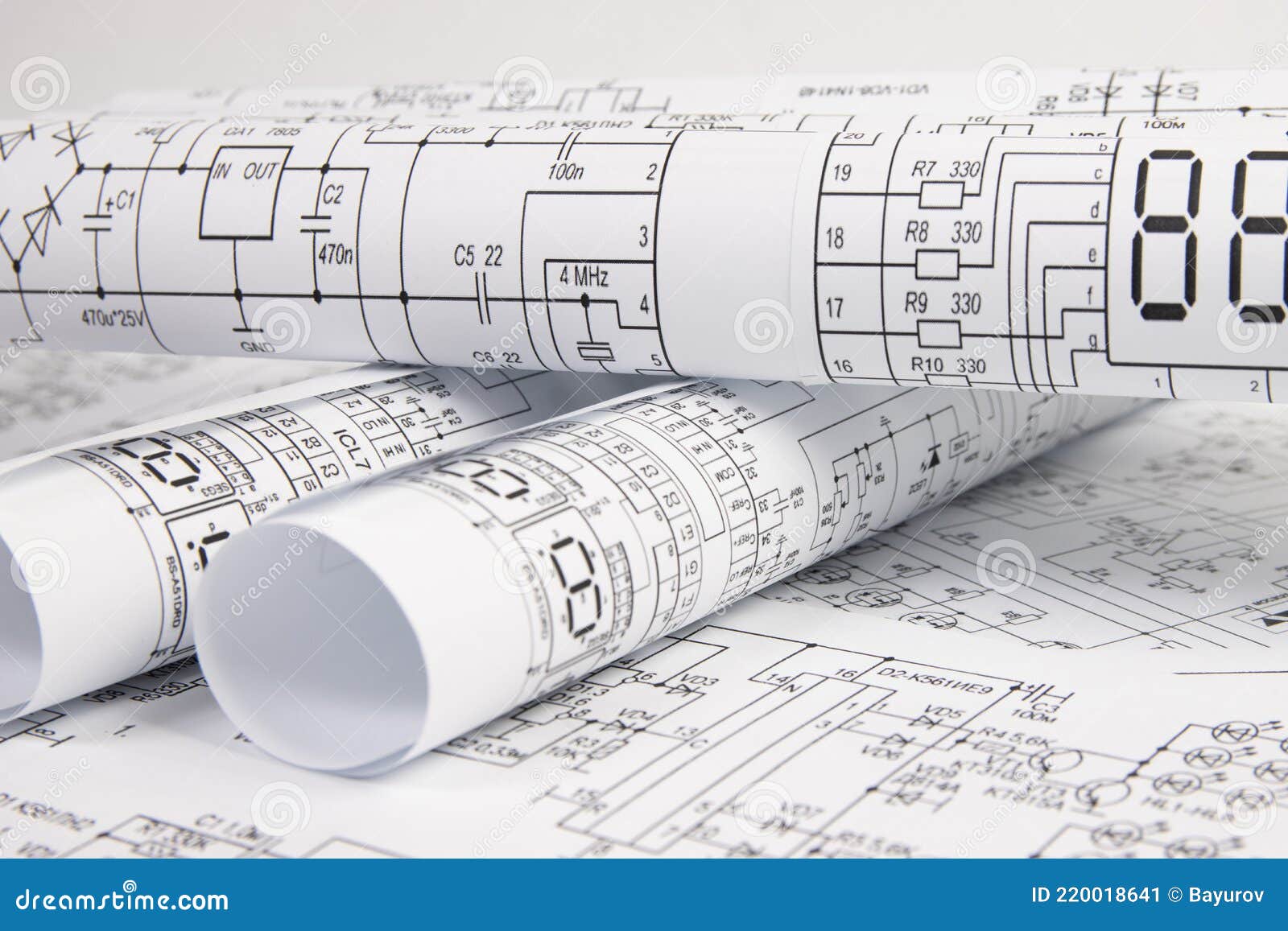Paper Electrical Engineering Drawings. Stock Image - Image of ...