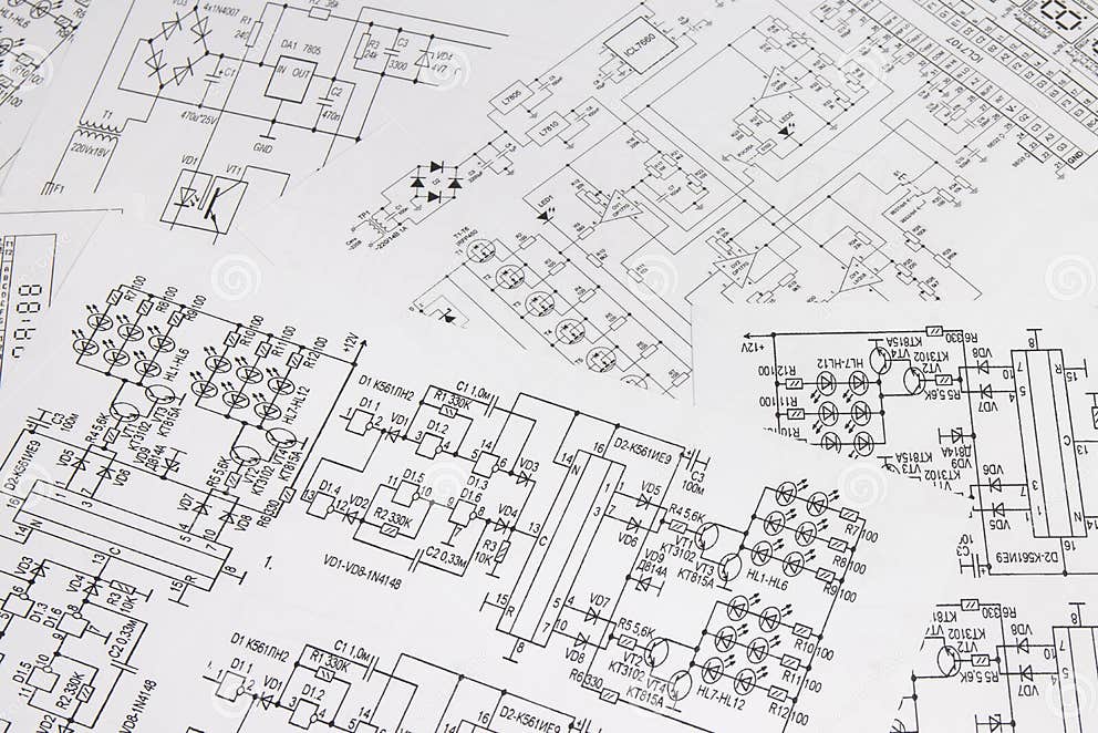 Paper Electrical Engineering Drawings. Work of an Electronic Engineer ...