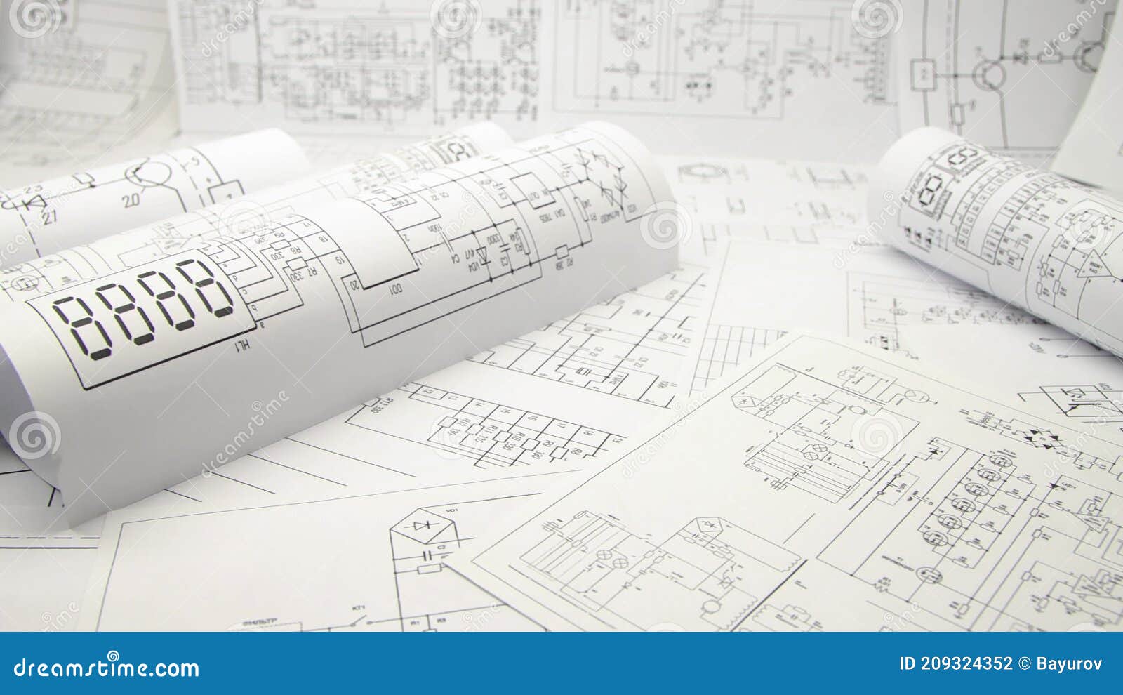 Paper Electrical Engineering Drawings. Work of an Electronic Engineer ...