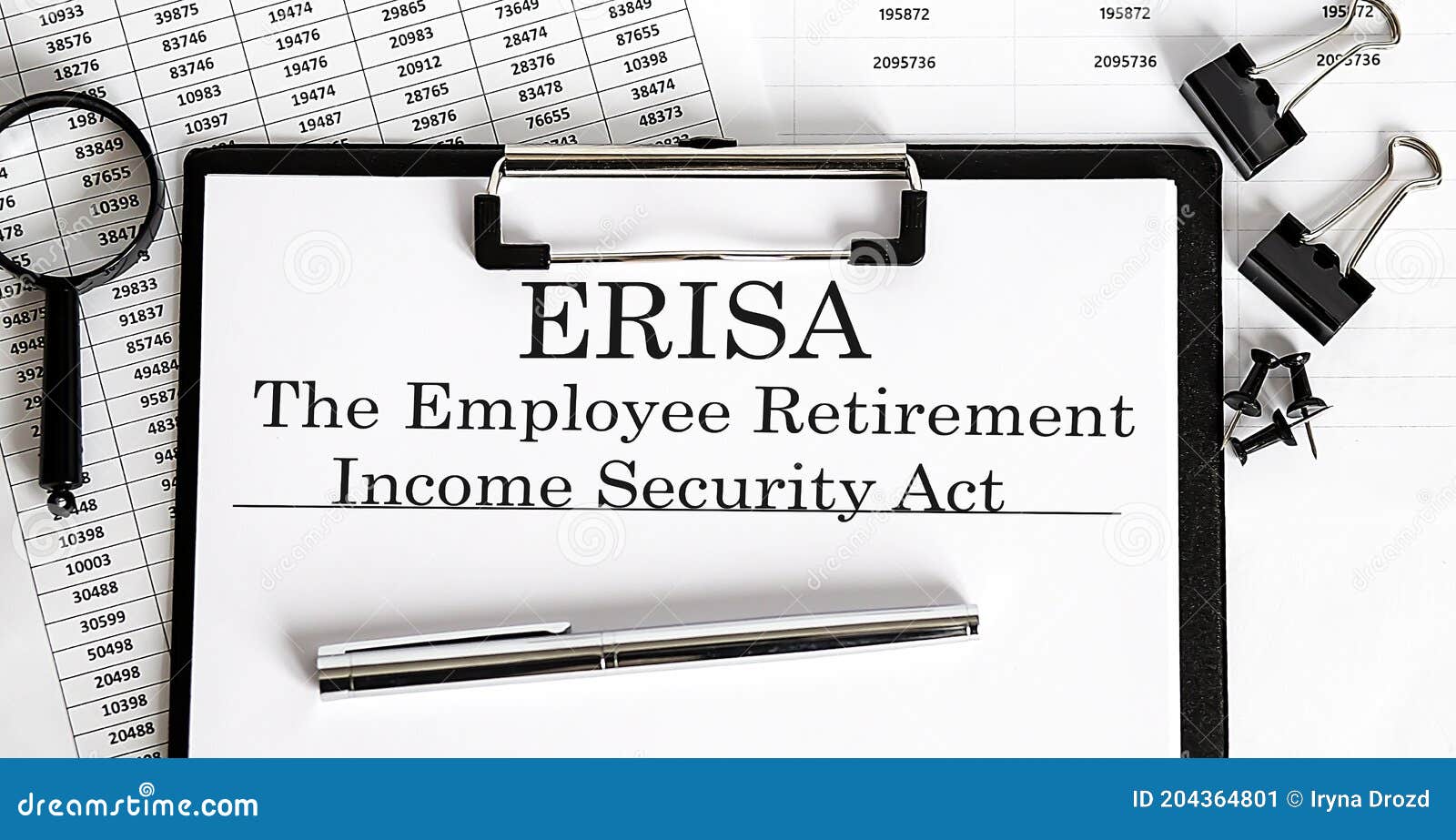 Paper With ERISA Employee Retirement Income Law On The Table Royalty ...