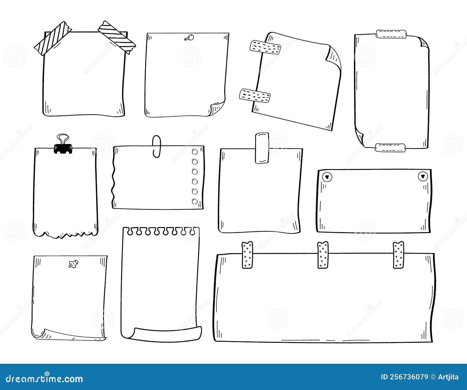 Paper Empty Sheet In Doodle Style. Sketch Stikers Vector Illustration ...