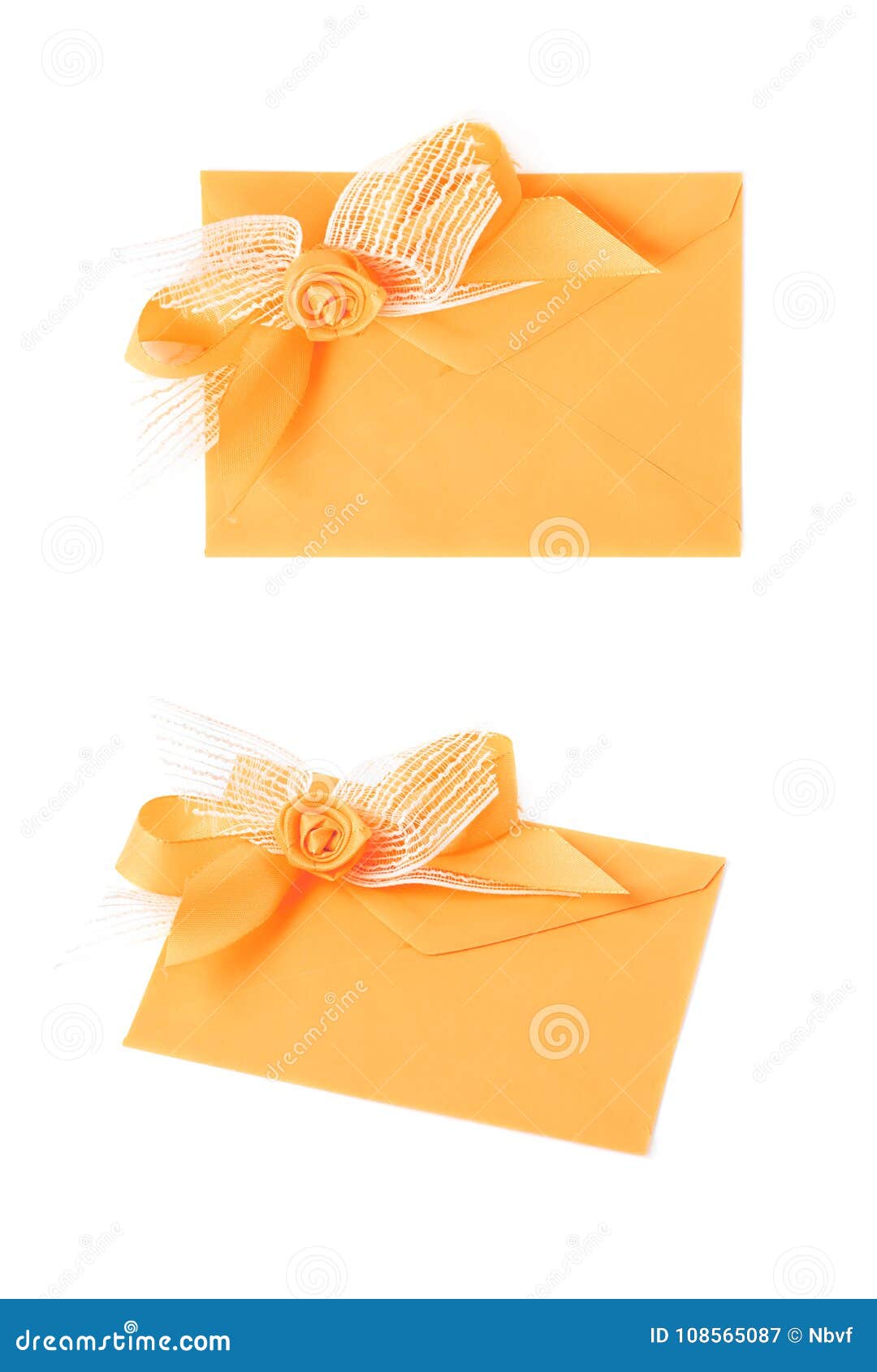 Paper Envelope Decorated with the Bow Stock Image - Image of closeup ...